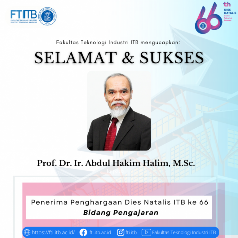 Dosen FTI peraih Penghargaan Dies Natalis ITB Ke-66 – Program Magister Logistik